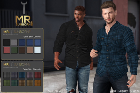 Second Life Marketplace - MR. SUNBORNE Geilo Shirt Denim Dark Blue